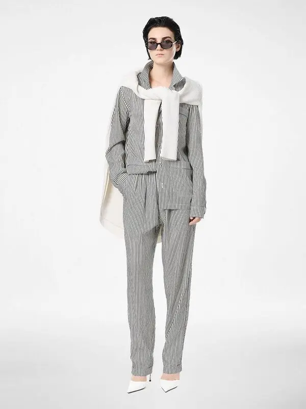 TOM FORD Striped Silk Pj Shirt With Piping And Tonal Tf Embroidered Logo - Black