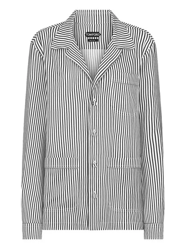 TOM FORD Striped Silk Pj Shirt - Black