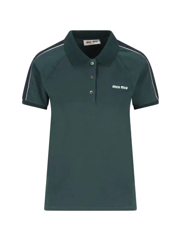 Miu Miu Cotton Jersey Polo Shirt - Green