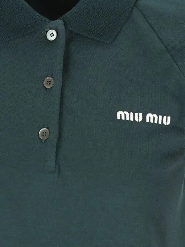 Miu Miu Cotton Jersey Polo Shirt - Green