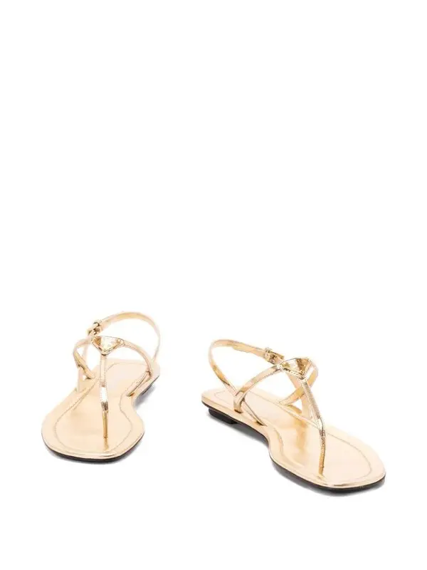Prada Patent Leather Flat Thong Sandals - Silver