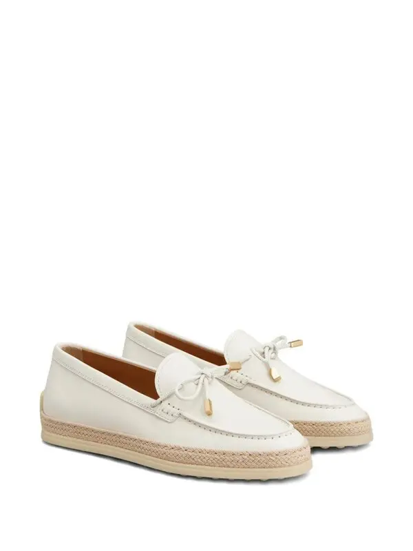 TOD'S Raffia Weaving Loafers - White