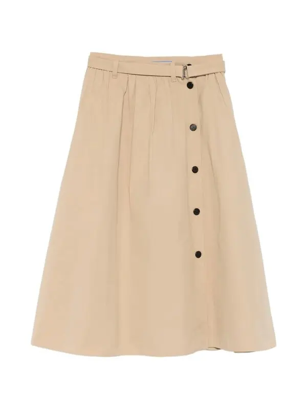 Prada Button-detail Belted Midi Skirt - Multicolor