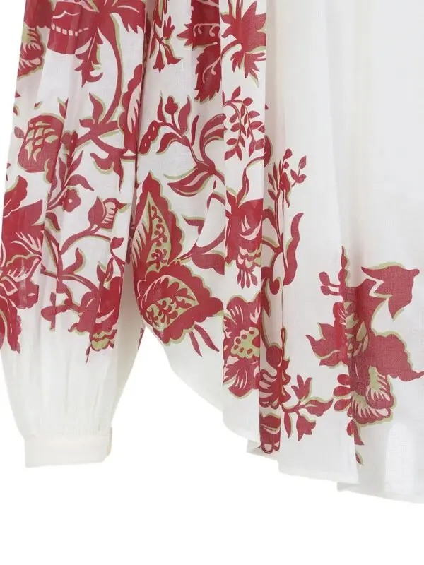 Etro Flower-print Pleated Cotton Blouse - White