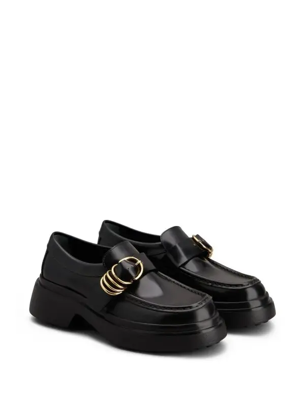 TOD'S Leather Chunky Loafers With Metal Buckle And Rings