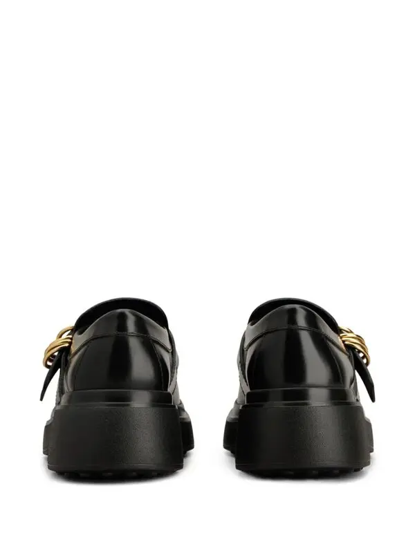 TOD'S Leather Chunky Loafers With Metal Buckle And Rings