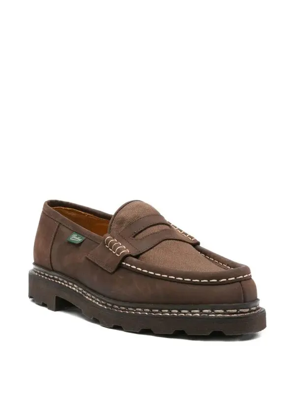 Paraboot Reims Suede Loafers With Canvas Inserts