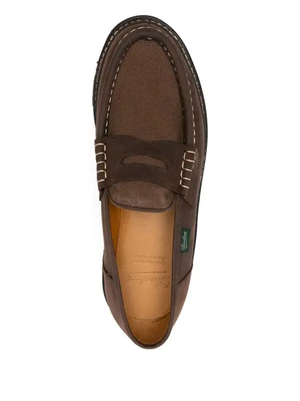 Paraboot Reims Suede Loafers With Canvas Inserts