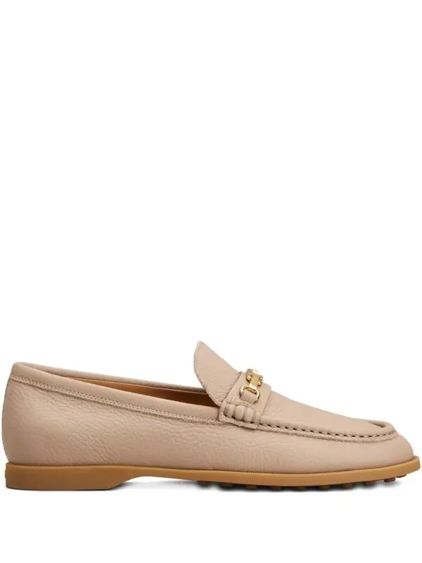 TOD'S Gold-tone Buckle Grained Leather Loafers - Multicolor