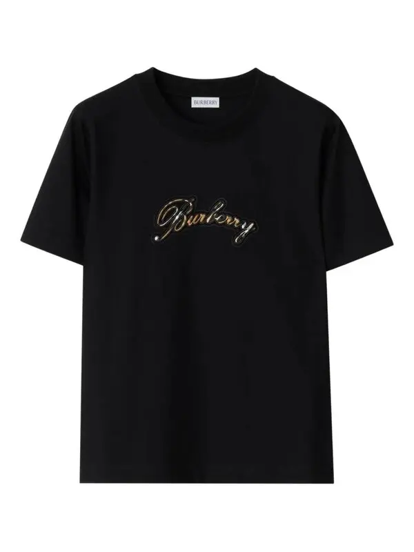 Burberry Cursive Logo Cotton T-shirt - Black