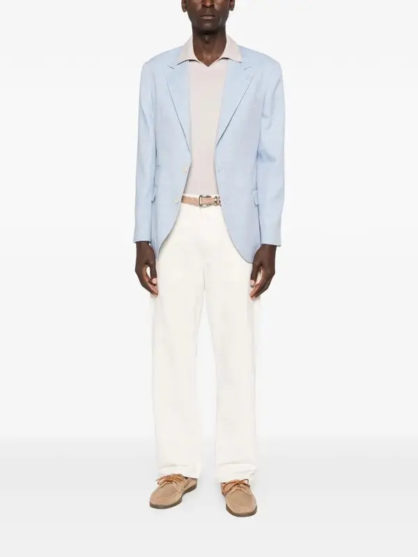Brunello Cucinelli Linen And Virgin Wool Chevron Deconstructed Jacket