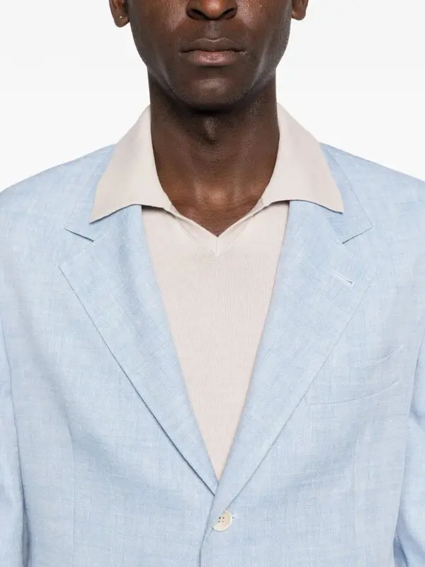 Brunello Cucinelli Linen And Virgin Wool Chevron Deconstructed Jacket