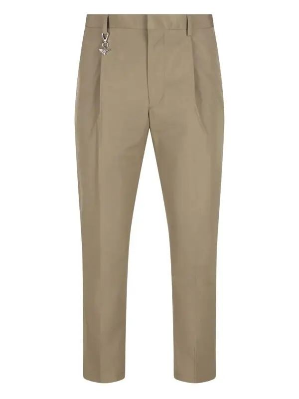 Prada Pleated Cotton Trousers With Charm