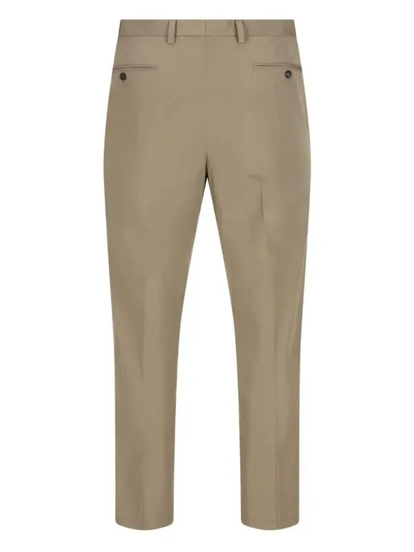 Prada Pleated Cotton Trousers With Charm - Multicolor