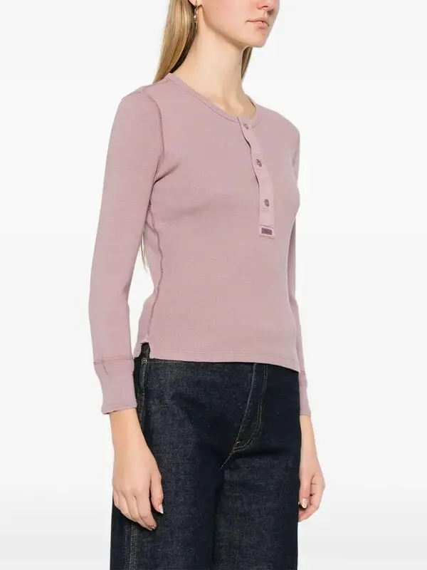Chloé Fitted Cotton Jersey Henley Shirt - Multicolor