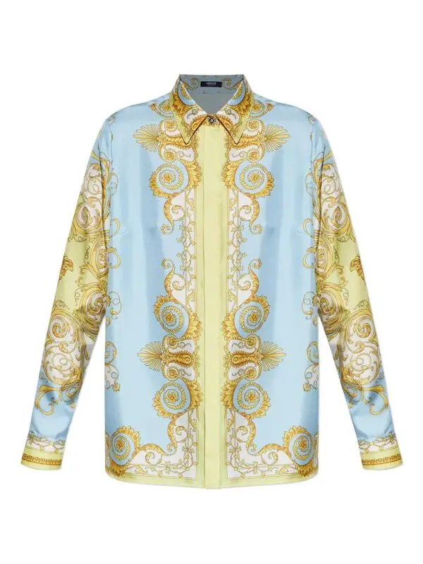 Versace Baroque-printed Silk Shirt - Blue