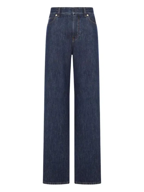 Fendi High-waisted And Straight Leg Five-pocket Jeans - Blue