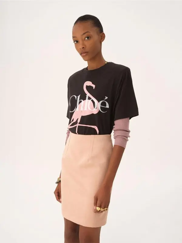Chloé Oversized Flamingo-print Cotton T-shirt - Black