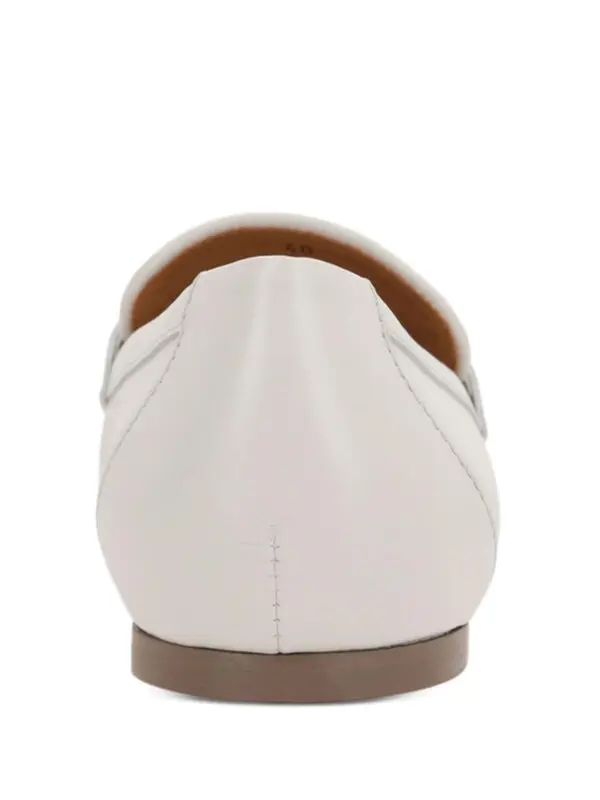 TOD'S Branded Metal Bar Leather Loafers - White