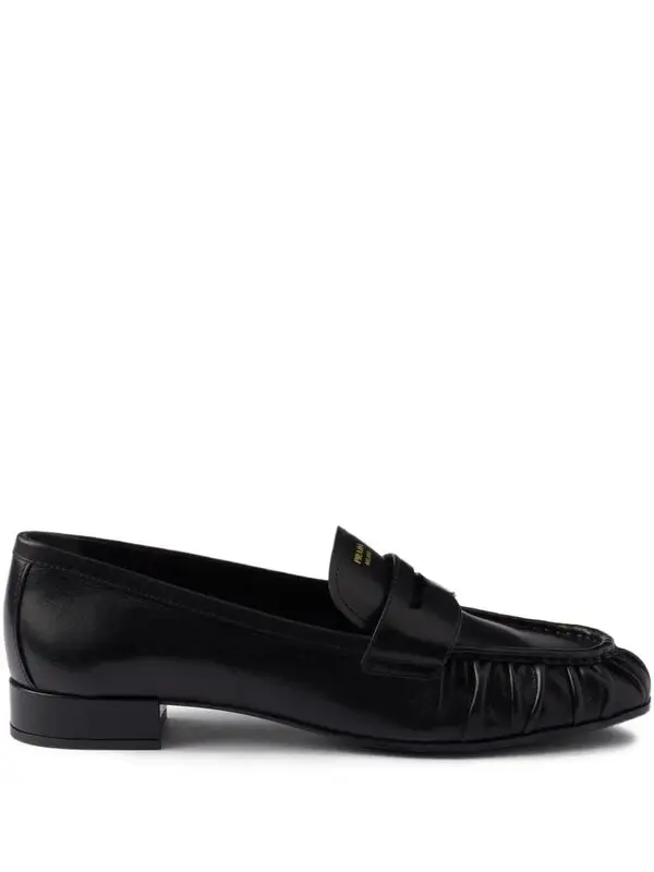 Prada Leather Penny Loafers - Black