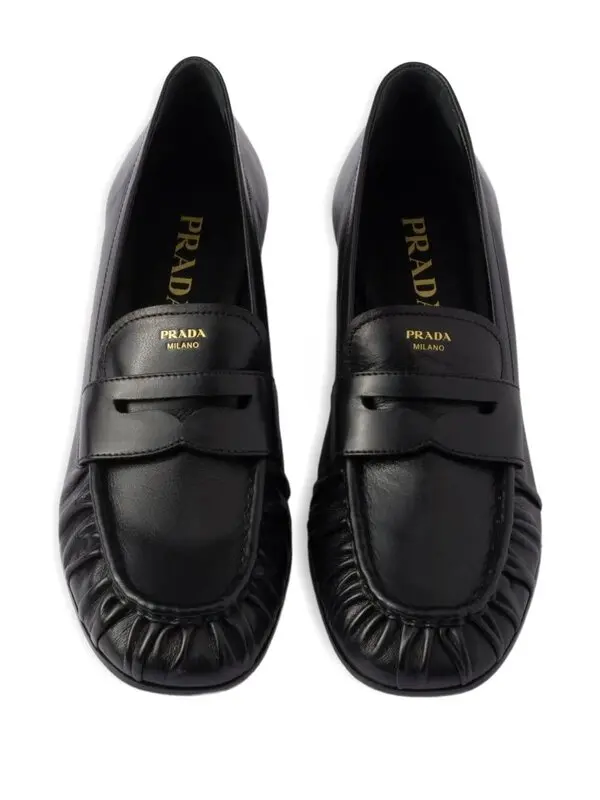 Prada Leather Penny Loafers - Black