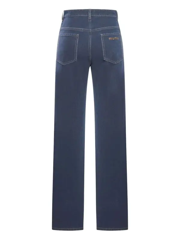 Miu Miu Embroidered-logo Flock Jeans