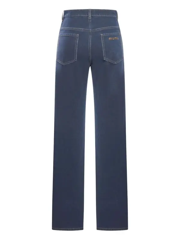 Miu Miu Embroidered-logo Jeans - Blue