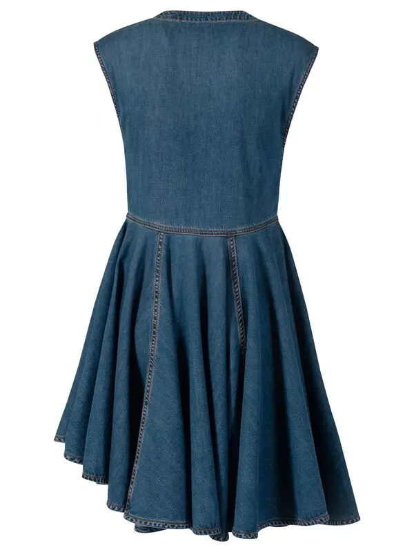 Alaïa Deep Stone Denim Wrap Dress - Blue