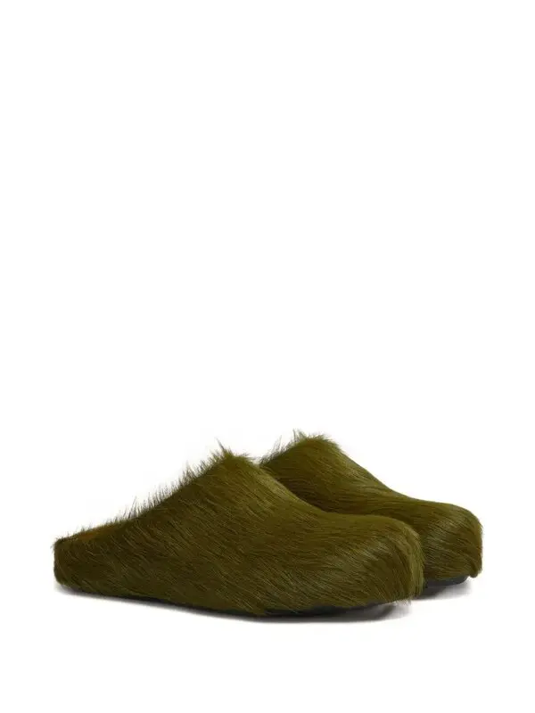Marni Long Hair Calfskin Fussbett Sabot - Green
