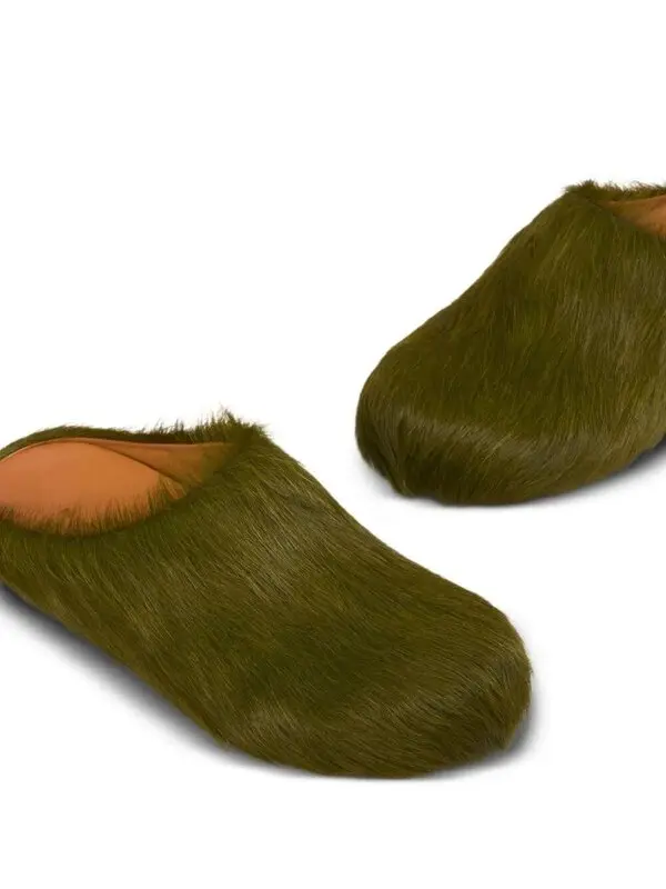 Marni Long Hair Calfskin Fussbett Sabot - Green