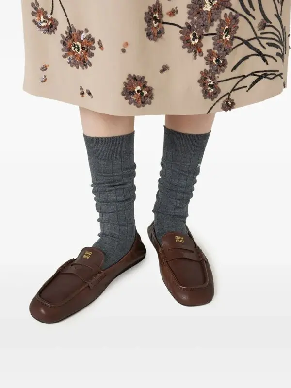 Miu Miu Ruches Nappa Leather Loafers