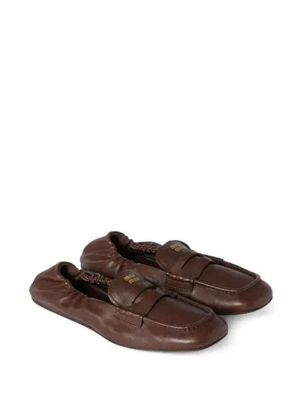 Miu Miu Ruches Nappa Leather Loafers