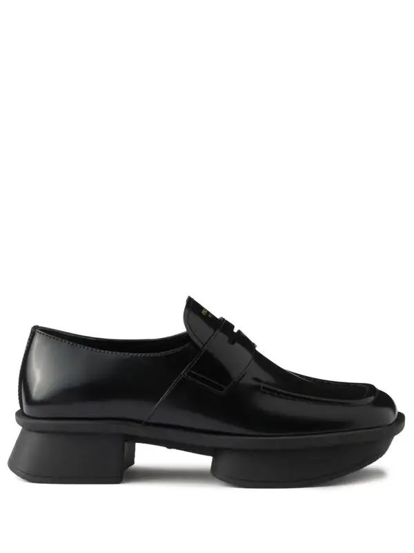 Prada Equal Brushed Leather Loafers - Black