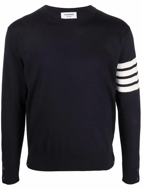 Thom Browne Merino Virgin Wool 4-bar Pullover - Blue