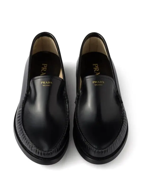 Prada Brushed Fumé Leather Loafers