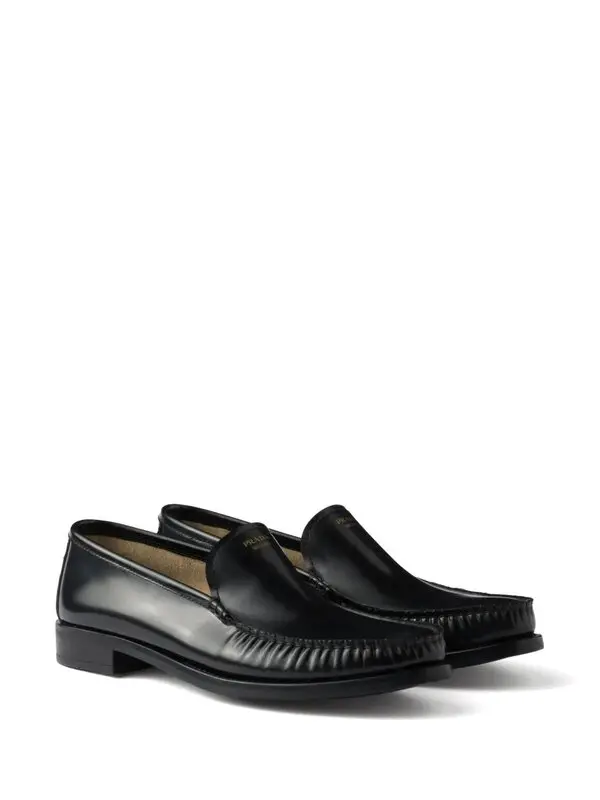 Prada Brushed Fumé Leather Loafers