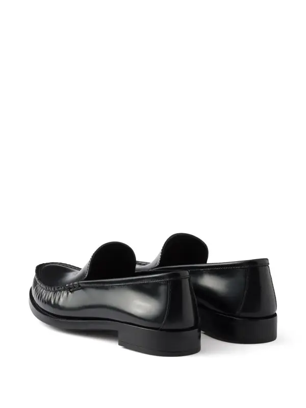 Prada Brushed Fumé Leather Loafers