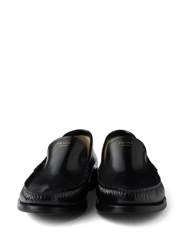 Prada Brushed Fumé Leather Loafers