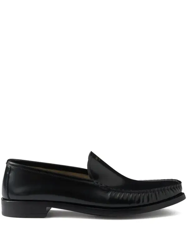 Prada Brushed Fumé Leather Loafers - Black