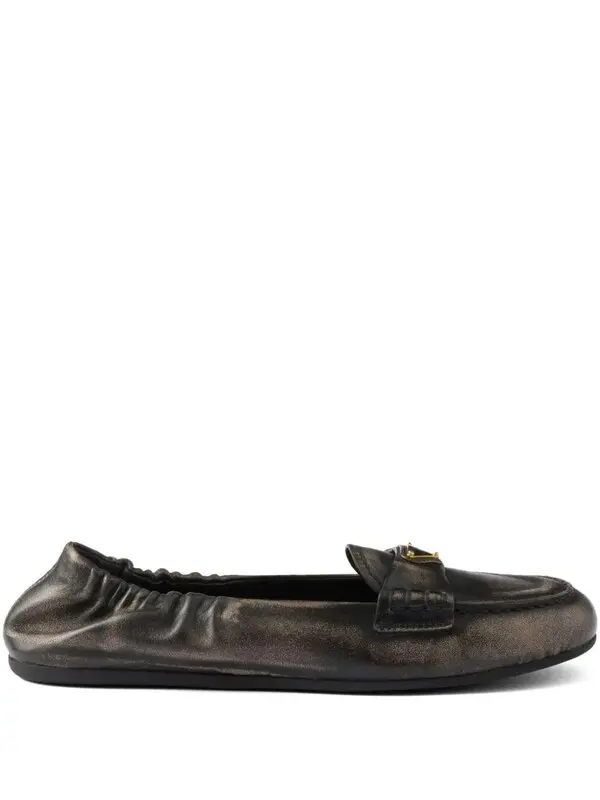 Prada Deconstructed And Flexible Nappa Leather Loafers - Black
