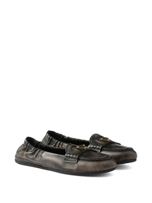 Prada Deconstructed And Flexible Nappa Leather Loafers