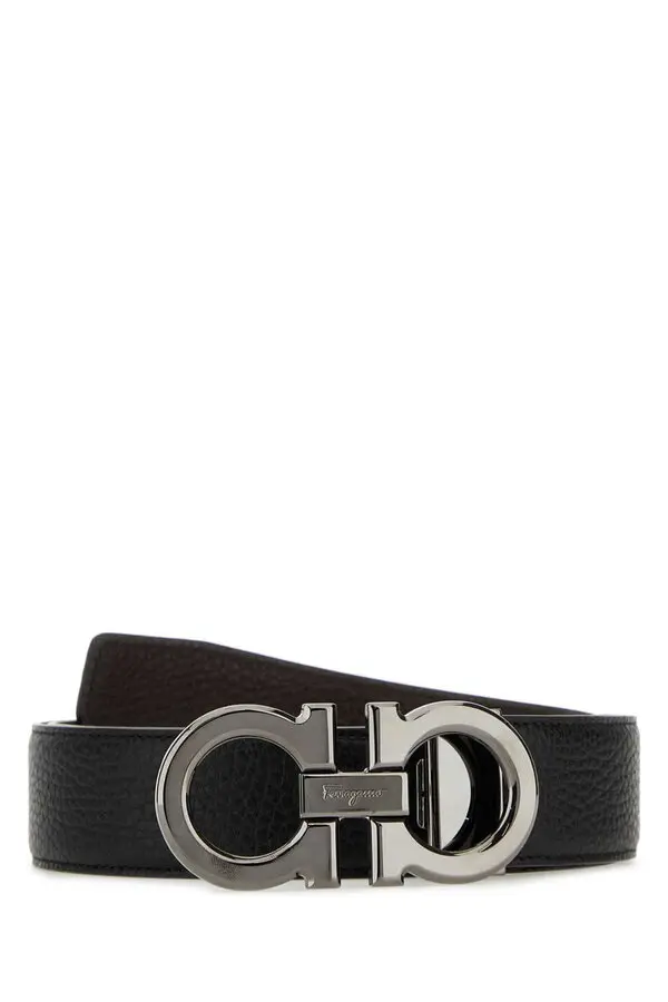 FERRAGAMO Leather Reversible Belt - Black