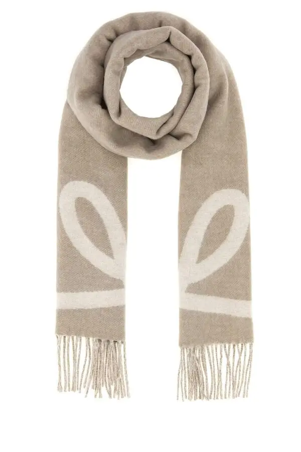 Loewe Dove Grey Wool Blend Scarf - Gray