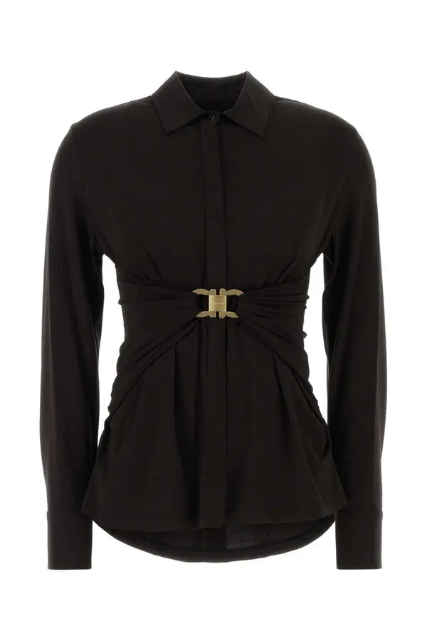 FERRAGAMO Stretch Viscose Shirt - Brown