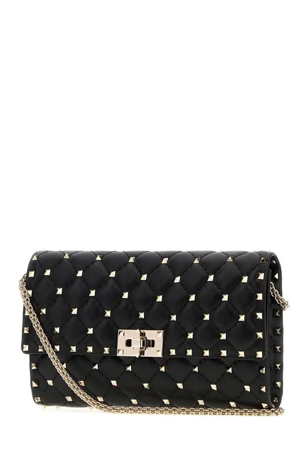 Valentino Garavani Nappa Leather Rockstud Spike Clutch - Black