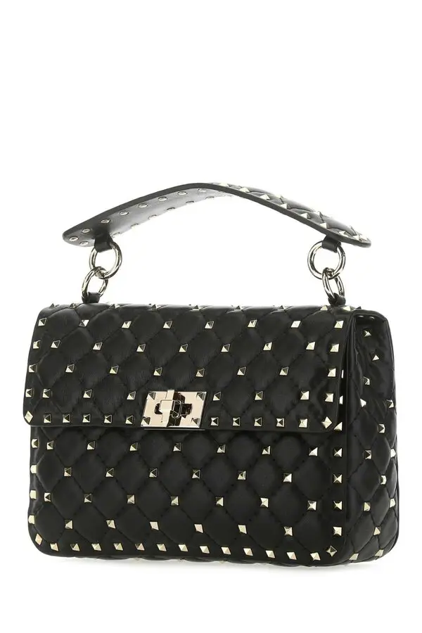 Valentino Garavani Nappa Leather Medium Rockstud Spike Handbag - Black