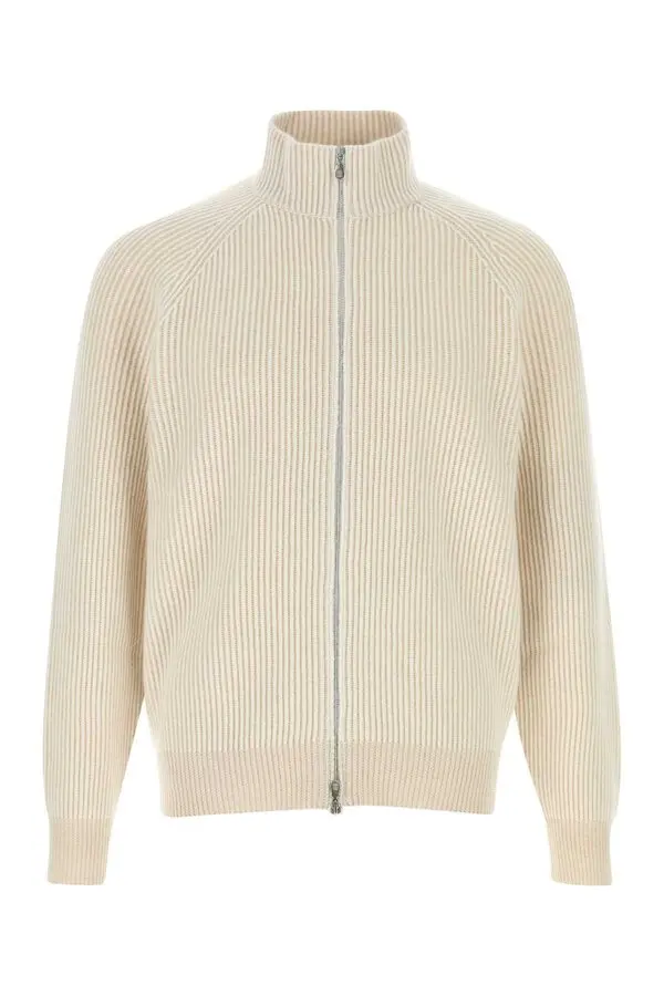 Brunello Cucinelli Ivory Cashmere Cardigan - White