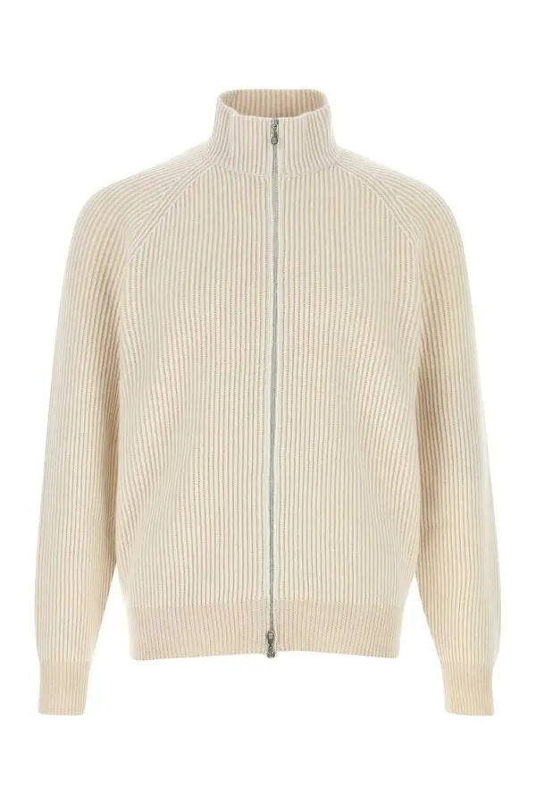Brunello Cucinelli Ivory Cashmere Cardigan - White