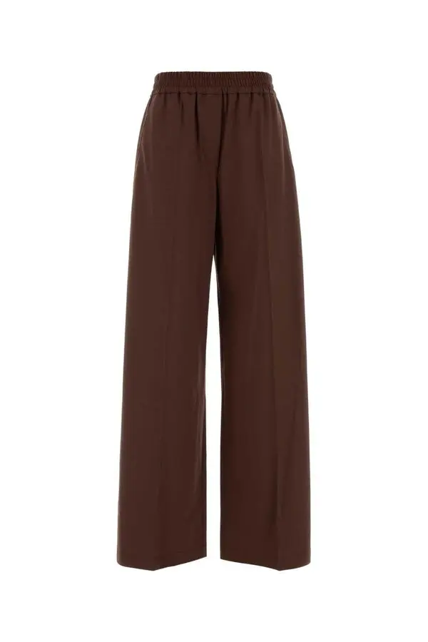 Brunello Cucinelli Stretch Wool Blend Wide-leg Pant - Brown