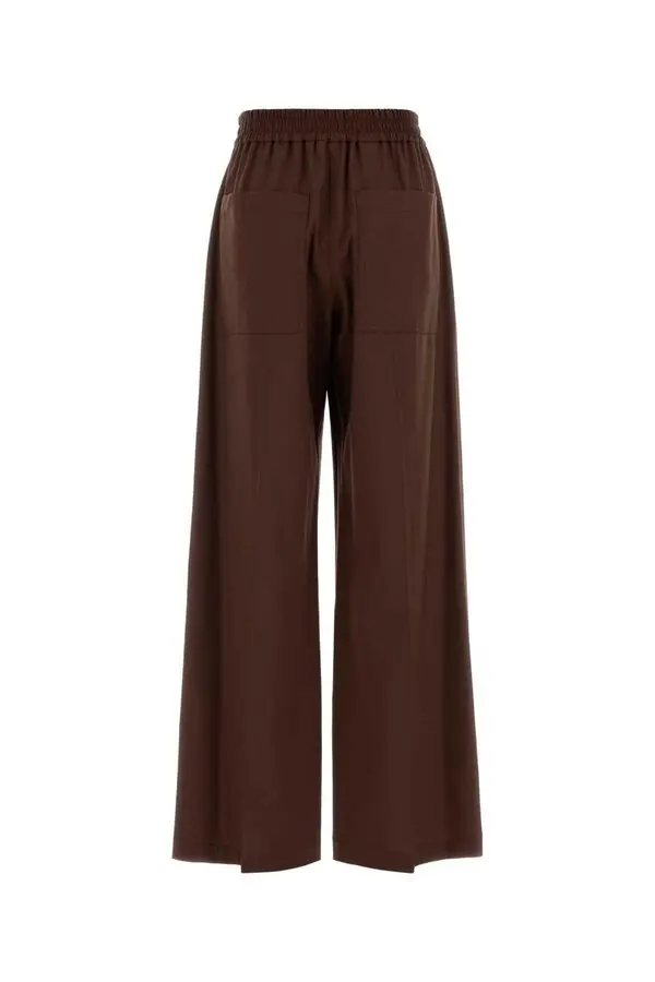 Brunello Cucinelli Stretch Wool Blend Wide-leg Pant - Brown